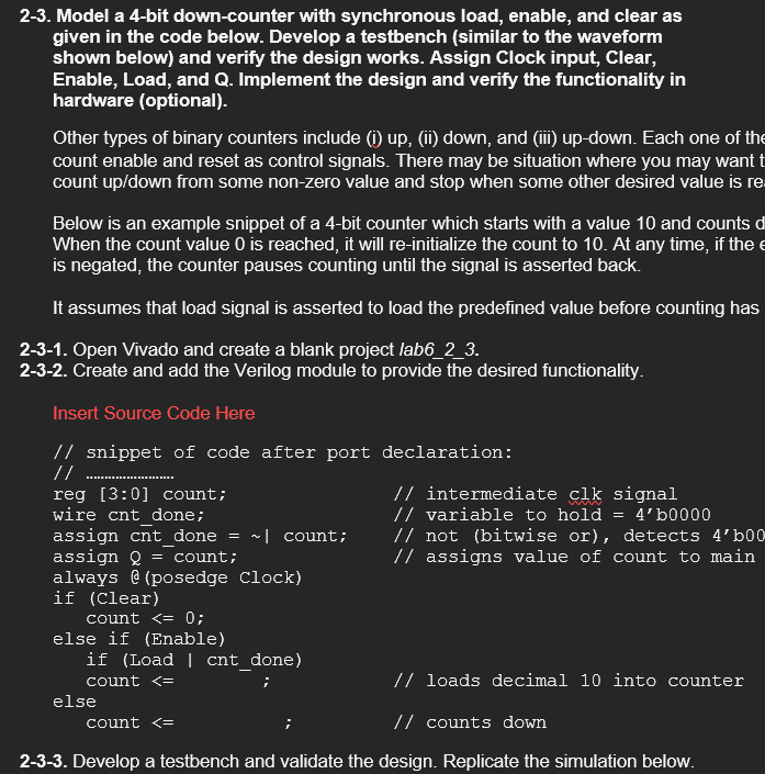 Solved 2-3. Model a 4-bit down-counter with synchronous | Chegg.com
