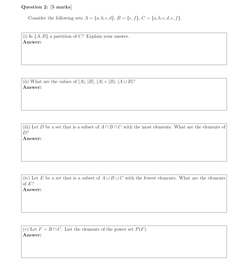 Solved Consider the following sets | Chegg.com Solved Consider the following sets | Chegg.com