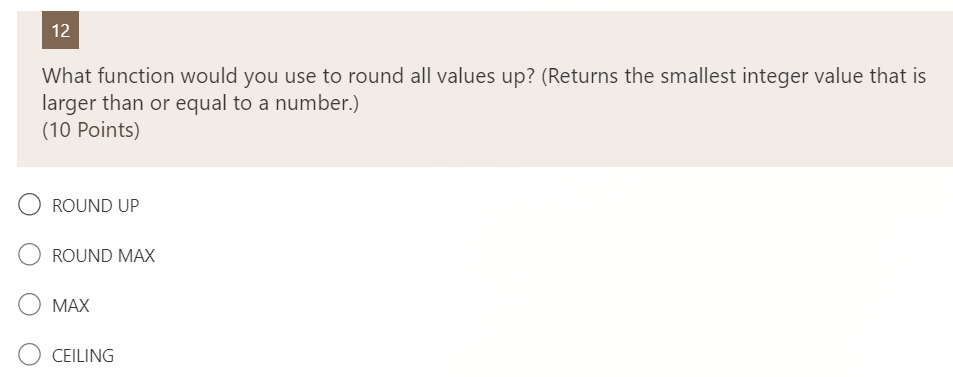 Solved 11 What function would you use to return the highest | Chegg.com