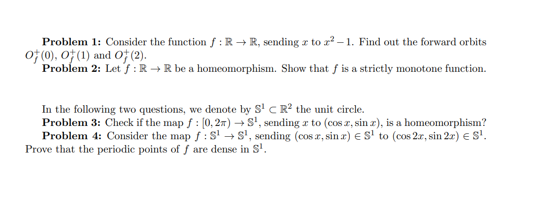 Solved Problem 1: Consider the function f:R→R, ﻿sending x | Chegg.com