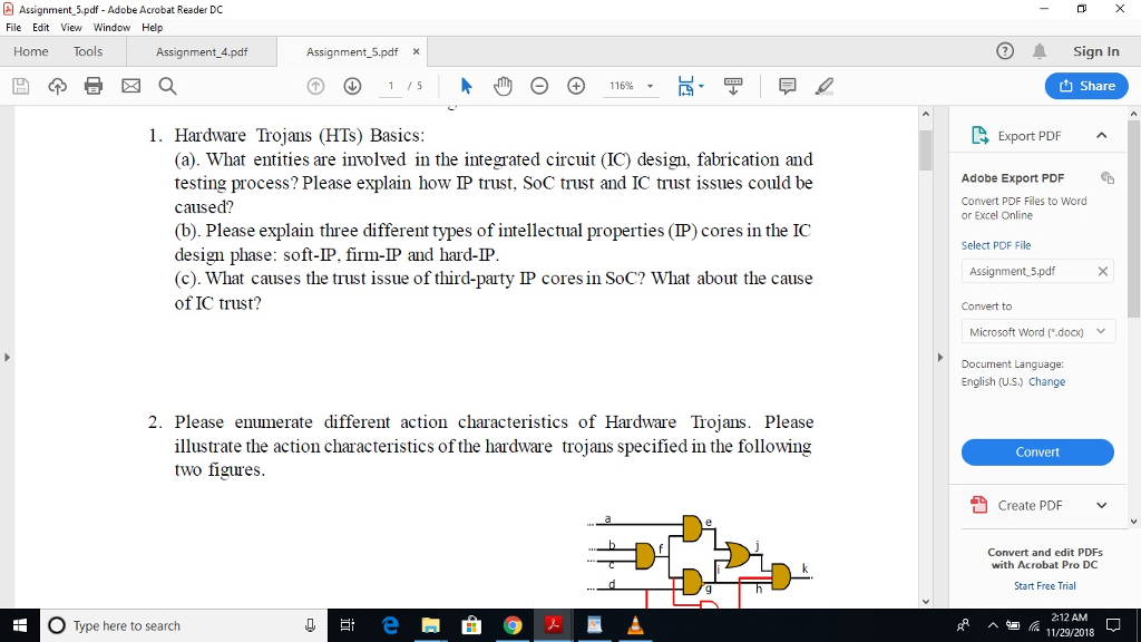 Solved Assignment 5.pdf -Adobe Acrobat Reader DC File Edit | Chegg.com