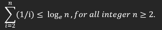 Solved ∑i=2n(1/i)≤logen, for all integer n≥2 | Chegg.com