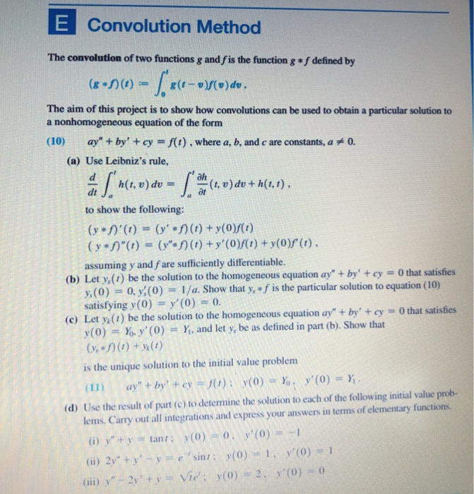 Solved E Convolution Method The convolution of two functions | Chegg.com