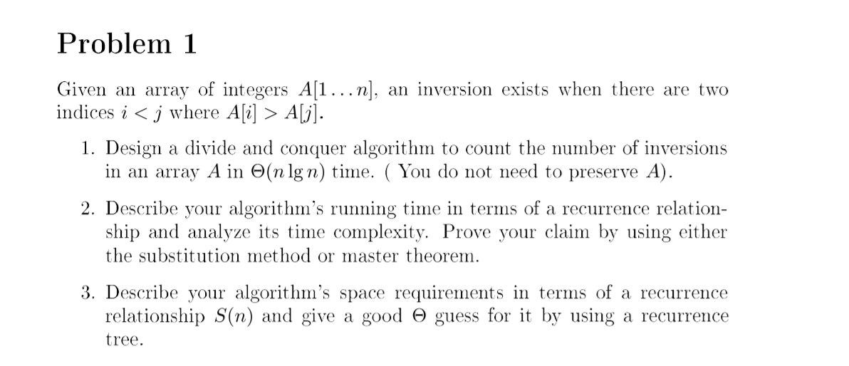 Solved Problem 1 Given An Array Of Integers A 1n An 6931