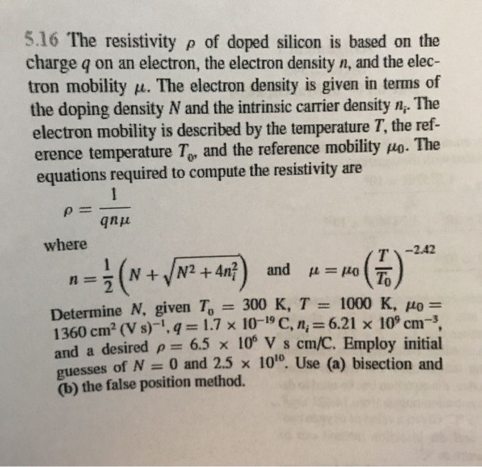 Solved 5.16 The resistivity ρ of doped silicon is based on | Chegg.com