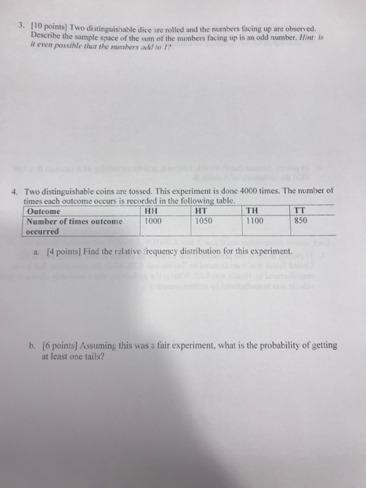 Solved [10 points) Two distinguishable dice are rolled and | Chegg.com