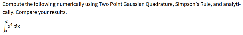 Solved Compute the following numerically using Two Point | Chegg.com
