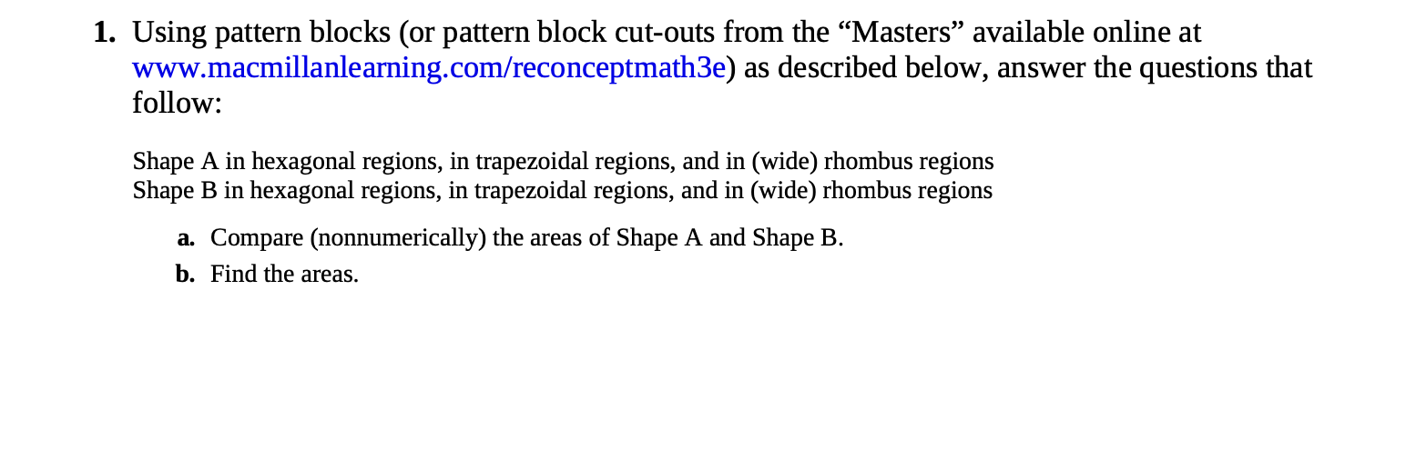 1. Using pattern blocks (or pattern block cut-outs | Chegg.com