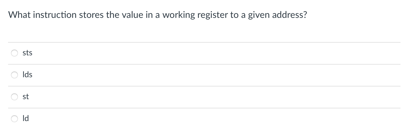 Solved What instruction stores the value in a working | Chegg.com