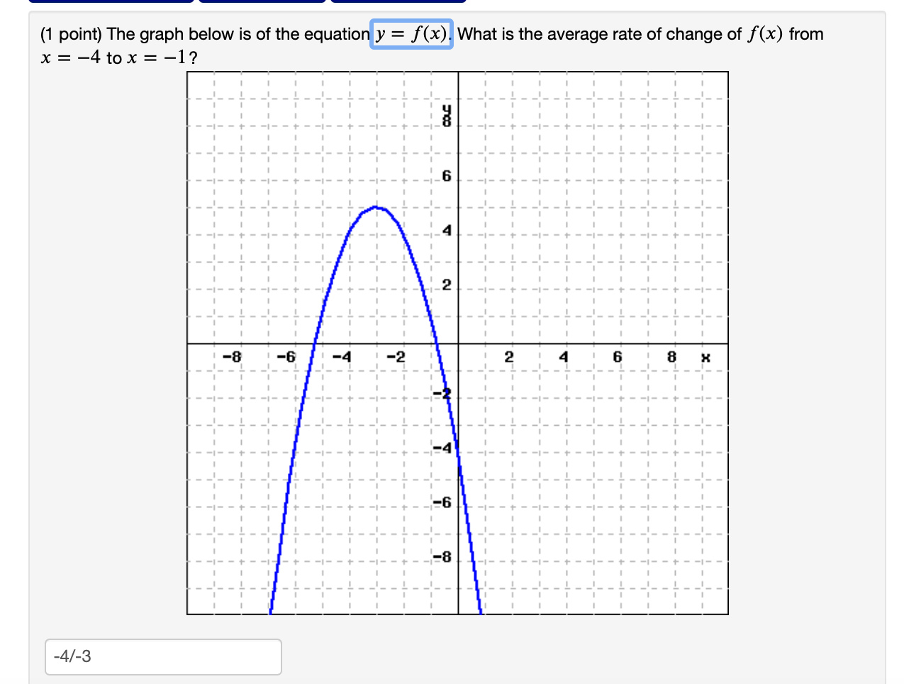 Solved (1 point) The graph below is of the equation y = | Chegg.com