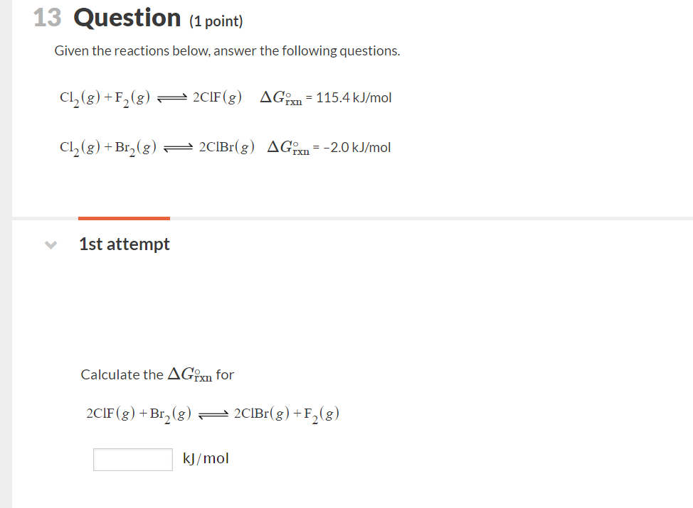Solved What is the value of AG rxn for the reaction: 2C —— | Chegg.com