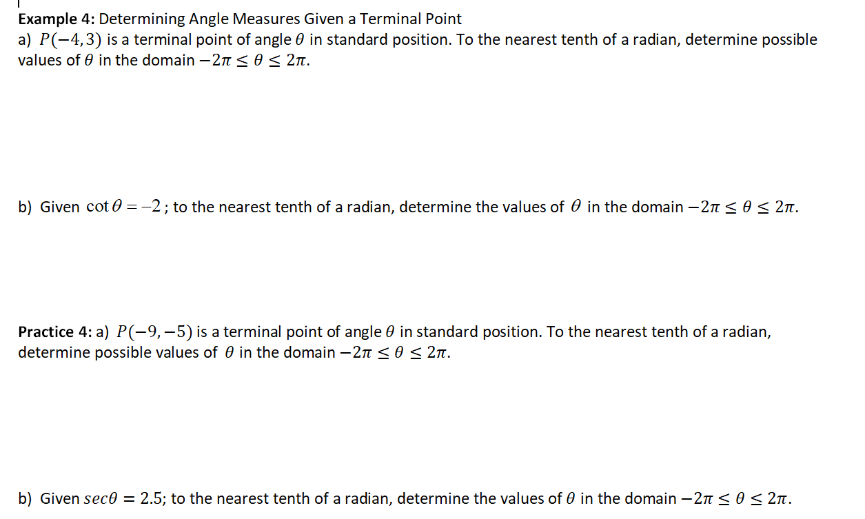 Solved Example 4: Determining Angle Measures Given a | Chegg.com