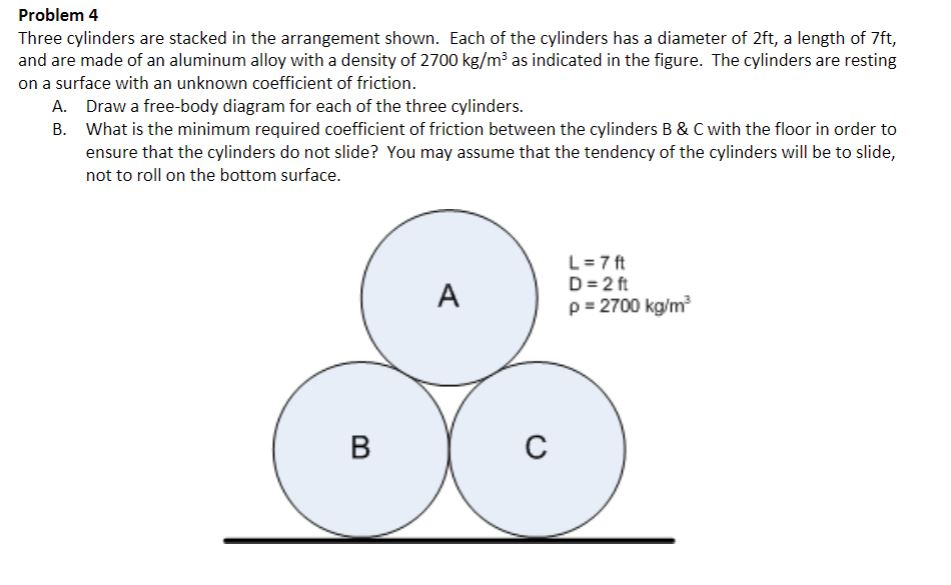 Solved Problem 4 Three cylinders are stacked in the | Chegg.com