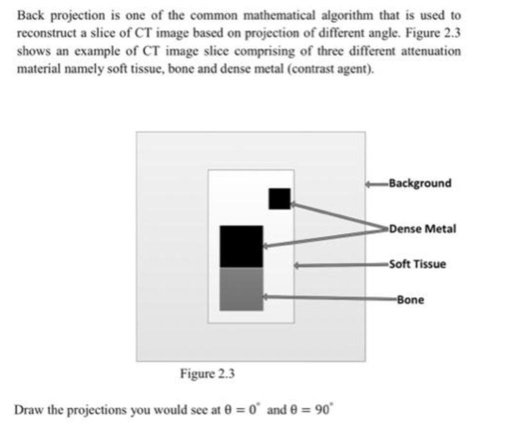 Solved Back projection is one of the common mathematical | Chegg.com