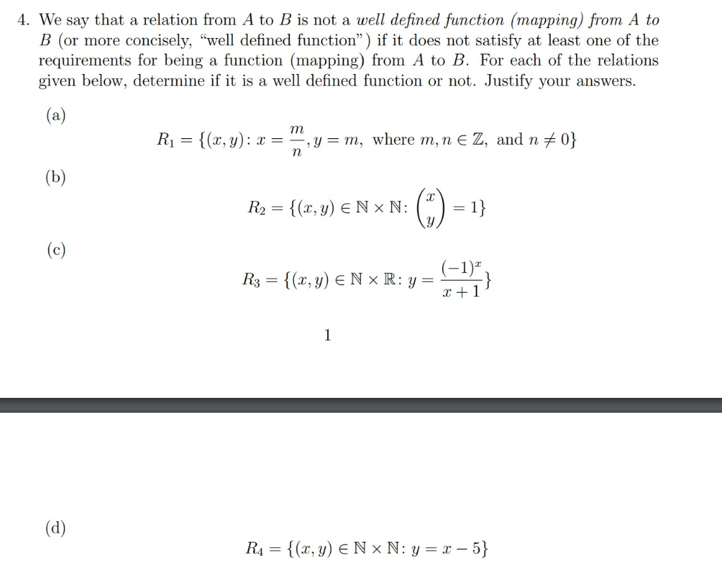 Solved 4. We say that a relation from A to B is not a well | Chegg.com