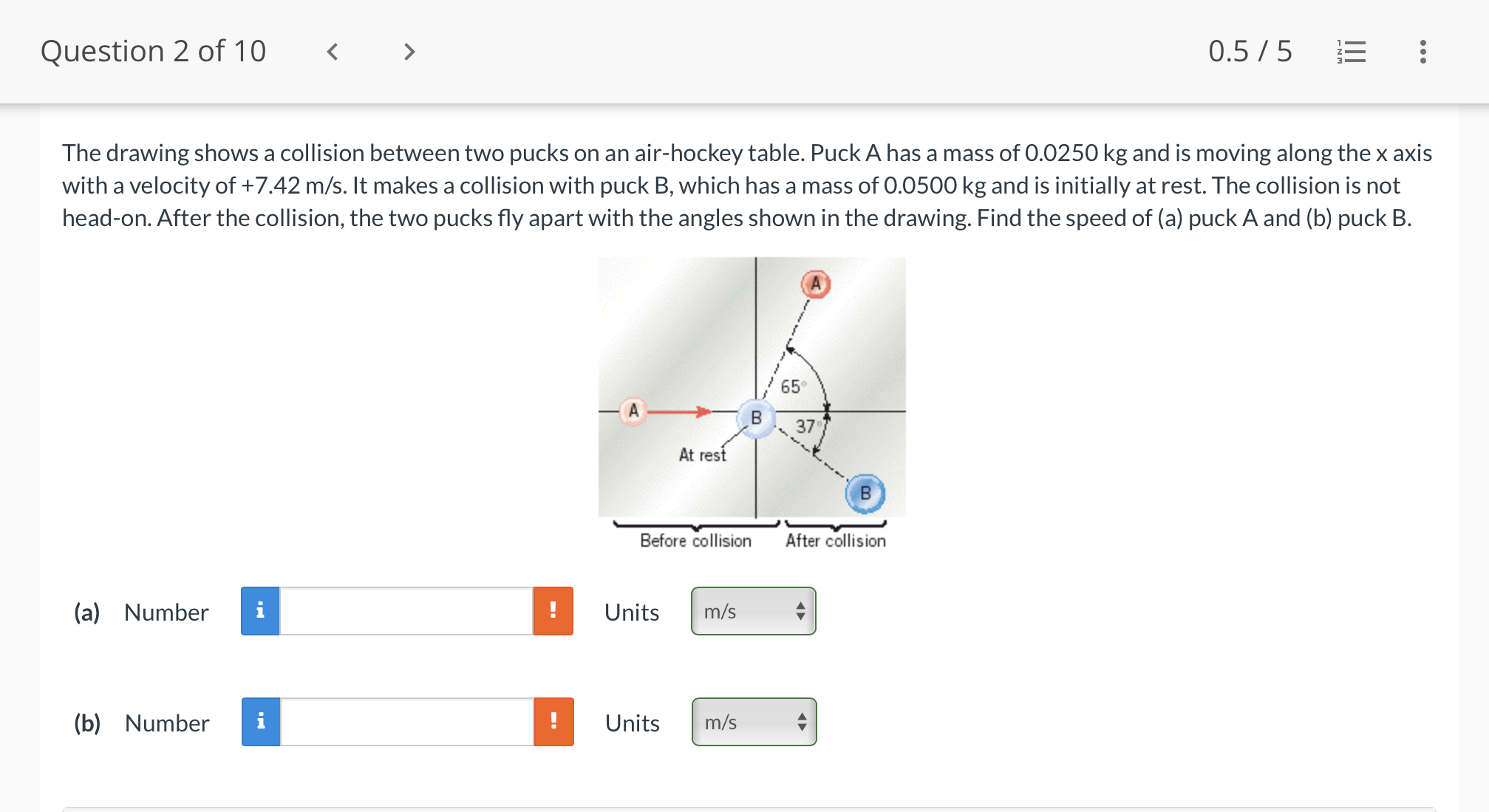 Solved The drawing shows a collision between two pucks on an | Chegg.com