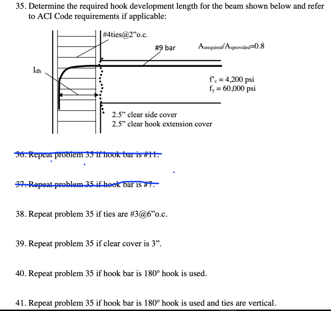 Solved 35. Determine the required hook development length | Chegg.com