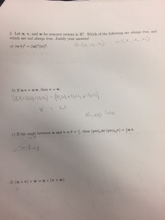 Solved Let u, v. and w be nonzero vectors in R^3. Which of | Chegg.com
