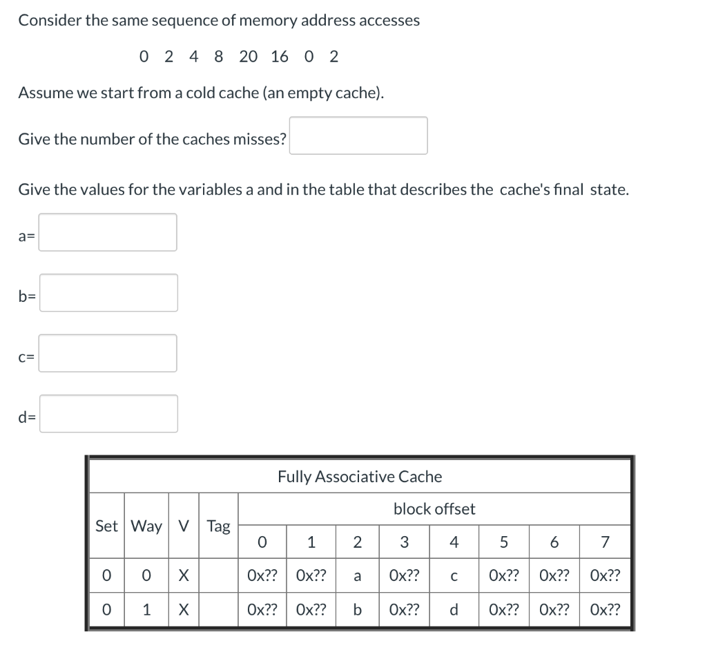 Consider the same sequence of memory address accesses | Chegg.com
