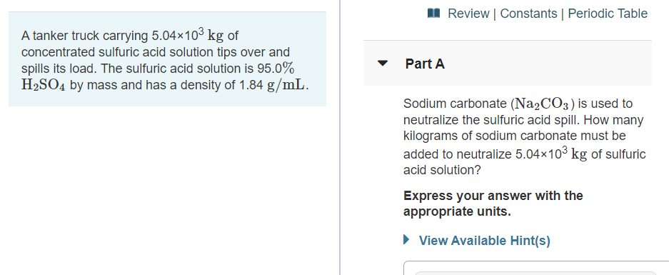 Solved n Review | Constants | Periodic Table A tanker truck | Chegg.com