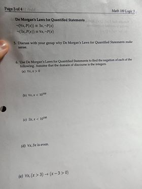 Solved why De Morgan's Laws for Quantified Statements make | Chegg.com