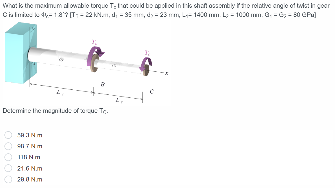Solved What is the maximum allowable torque Tc that could be | Chegg.com