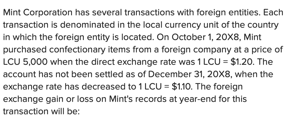 Solved Mint Corporation has several transactions with | Chegg.com