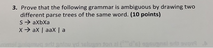 Solved 3. Prove that the following grammar is ambiguous by | Chegg.com