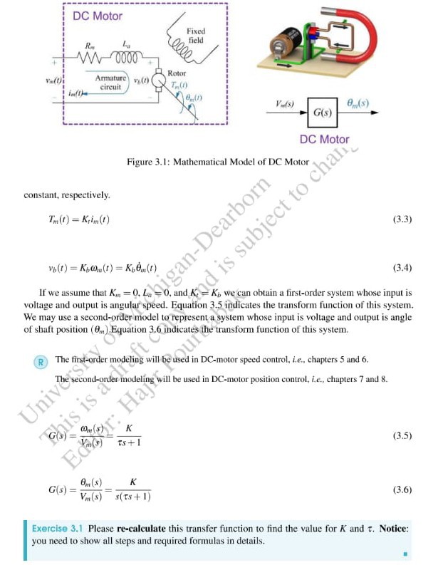 Solved 3.1 DC Motor modeling and parameter identification DC | Chegg.com