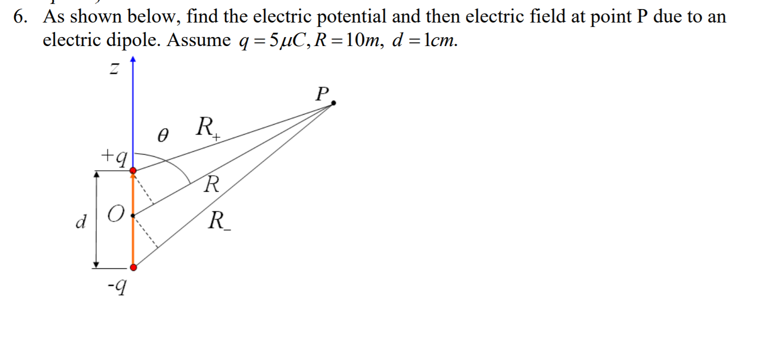 Solved 6. As shown below, find the electric potential and | Chegg.com