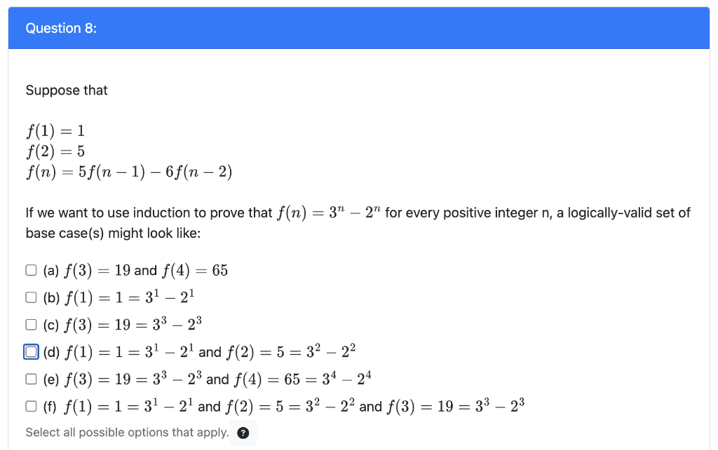 Solved Suppose that f(1)=1f(2)=5f(n)=5f(n−1)−6f(n−2) If we | Chegg.com