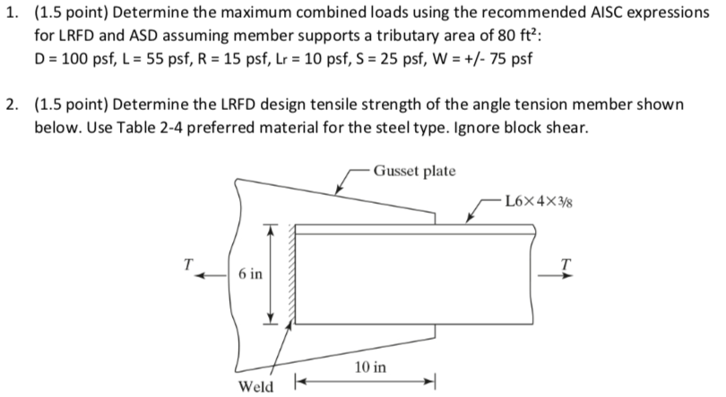 (1.5 point) Determine the maximum combined loads | Chegg.com