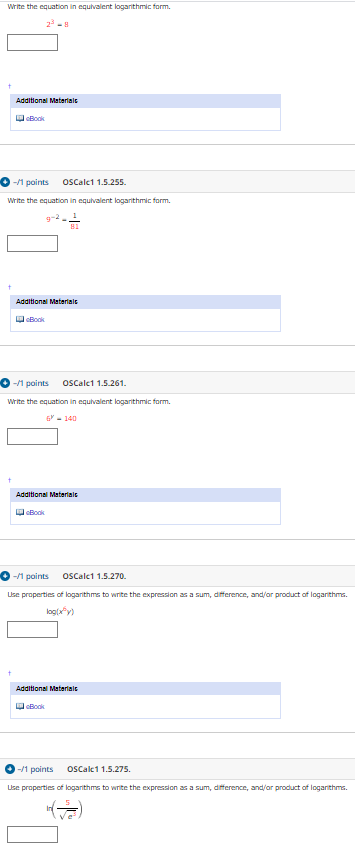 Solved Write the equation in equivalent logarithmic form. | Chegg.com