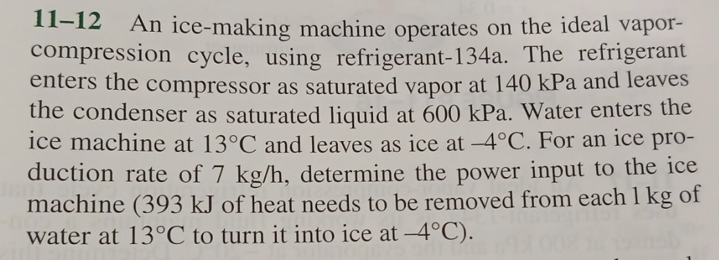 Solved 11-12 An ice-making machine operates on the ideal | Chegg.com