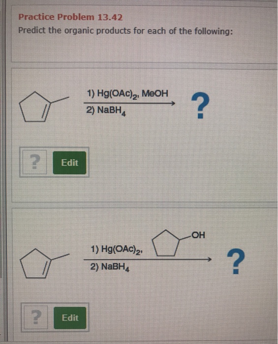Solved Practice Problem 13.42 Predict the organic products | Chegg.com