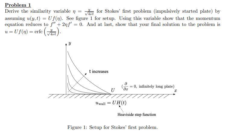 Solved Problem 1 Derive the similarity variable η=4νty for | Chegg.com