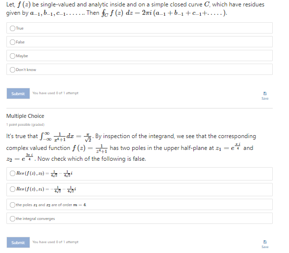 Solved Let, f (2) be single-valued and analytic inside and | Chegg.com