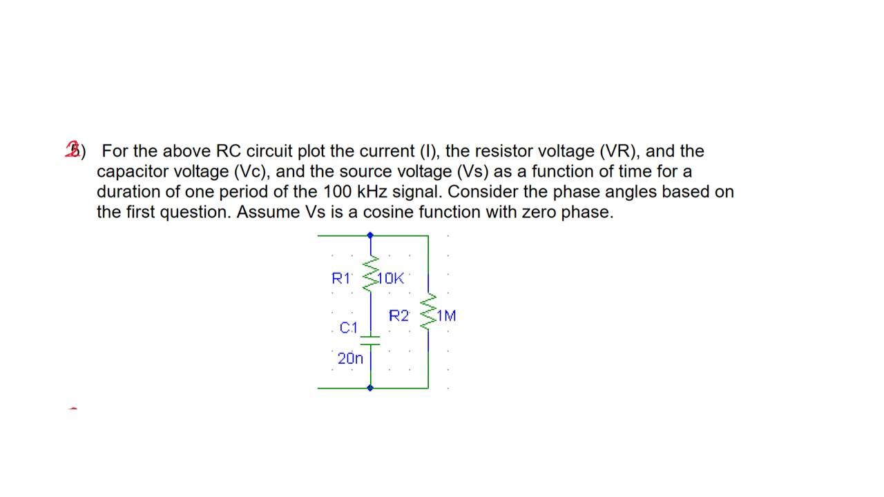 Solved (5) For the above RC circuit plot the current (I), | Chegg.com