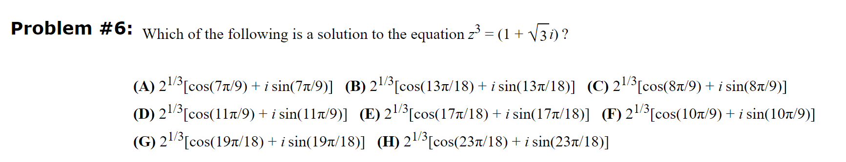 Solved roblem \#6: Which of the following is a solution to | Chegg.com