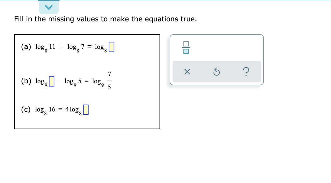 Solved Fill in the missing values to make the equations | Chegg.com