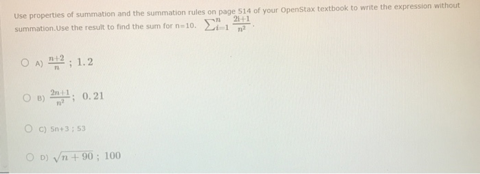 Solved Use properties of summation and the summation rules | Chegg.com