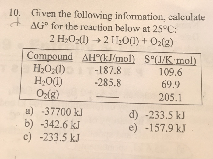 Solved Given the following information, calculate AG for the | Chegg.com