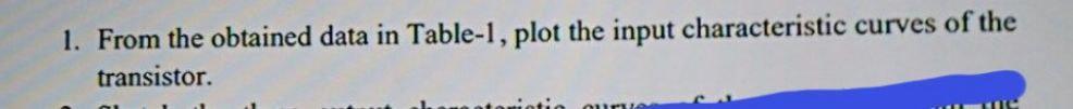 Solved 1. From the obtained data in Table-1, plot the input | Chegg.com