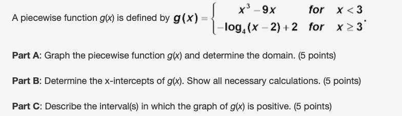 Solved A piecewise function g(x) is defined by g(x) {**** x- | Chegg.com