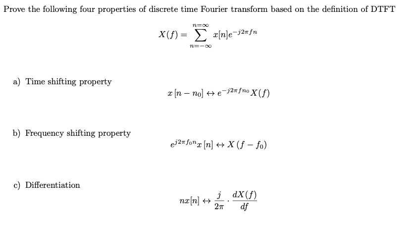 Solved Prove the following four properties of discrete time | Chegg.com