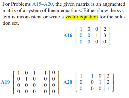 Solved For Problems A15-A20, the given matrix is an | Chegg.com