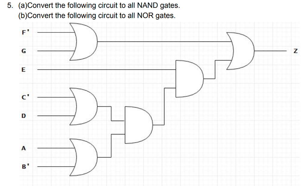 Solved 5. (a)Convert the following circuit to all NAND | Chegg.com
