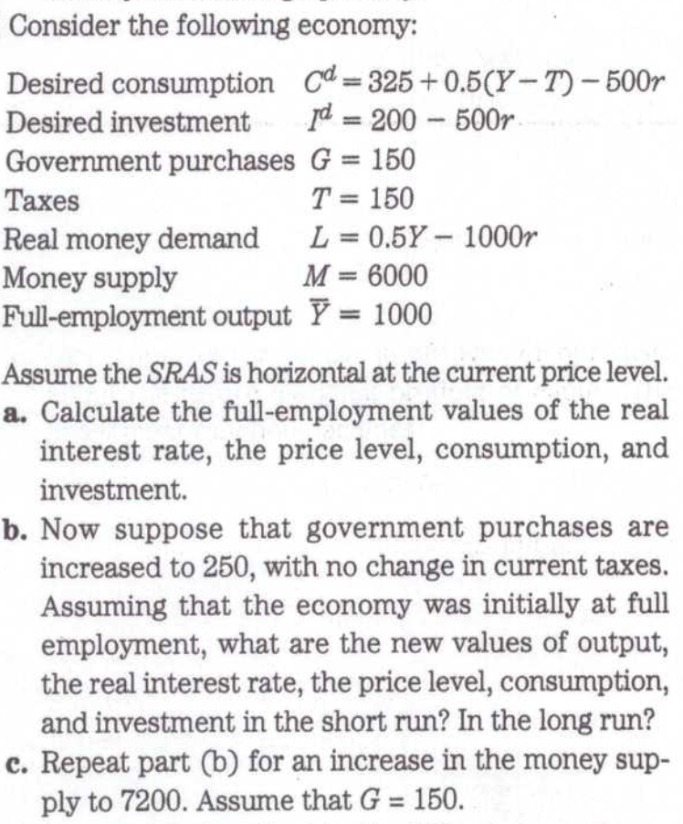 Solved Consider the following economy: Desired consumption | Chegg.com