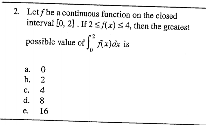 Solved 2. Let f be a continuous function on the closed | Chegg.com