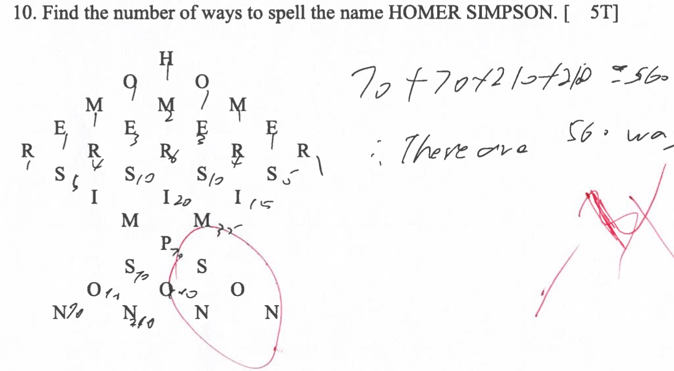 Solved 10. Find the number of ways to spell the name HOMER | Chegg.com